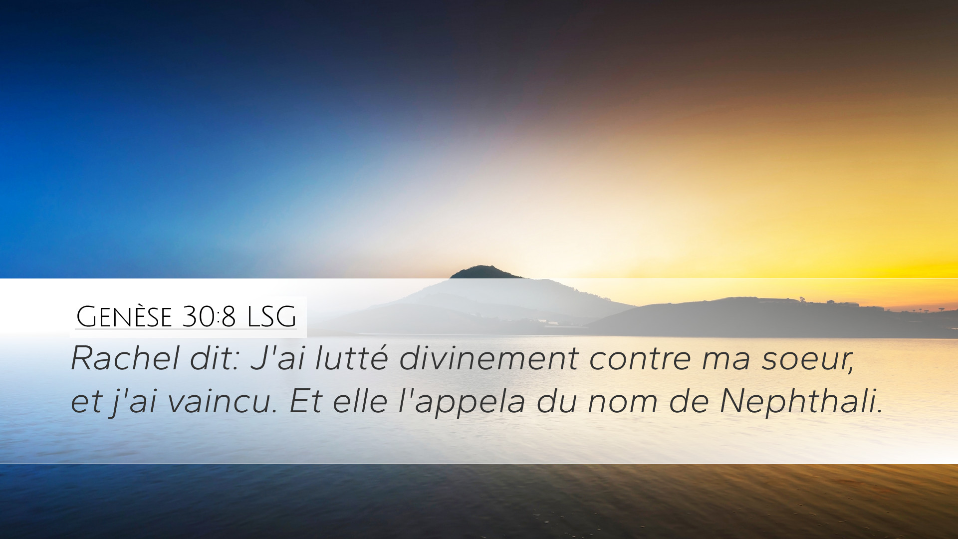 Genèse 30:8 LSG Desktop Wallpaper - Rachel dit: J'ai lutté divinement ...