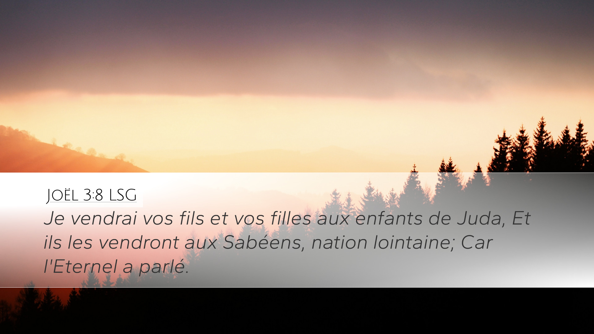 Joël 3:8 LSG Desktop Wallpaper - Je vendrai vos fils et vos filles aux ...