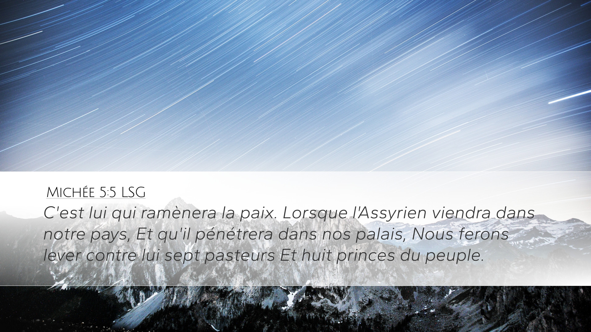 Michée 5:5 LSG Desktop Wallpaper - C'est lui qui ramènera la paix. Lorsque