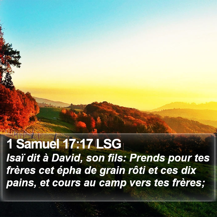 1 Samuel 17:17 LSG - Isaï dit à David, son fils: Prends pour tes