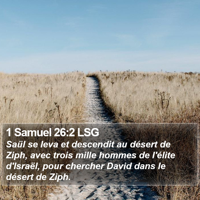 1 Samuel 26:2 LSG - Saül se leva et descendit au désert de Ziph,