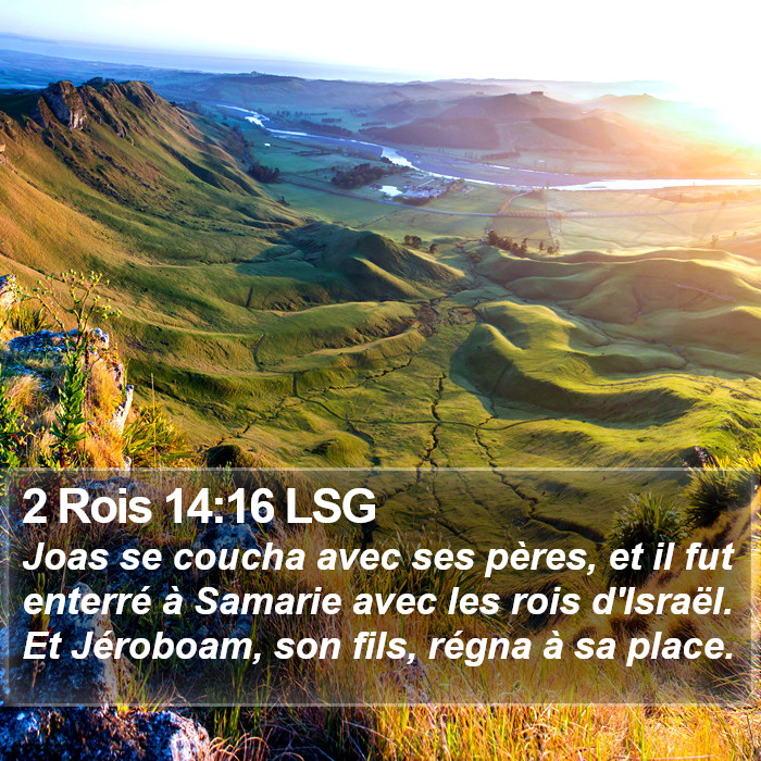 2 Rois 14:16 LSG - Joas se coucha avec ses pères, et il fut