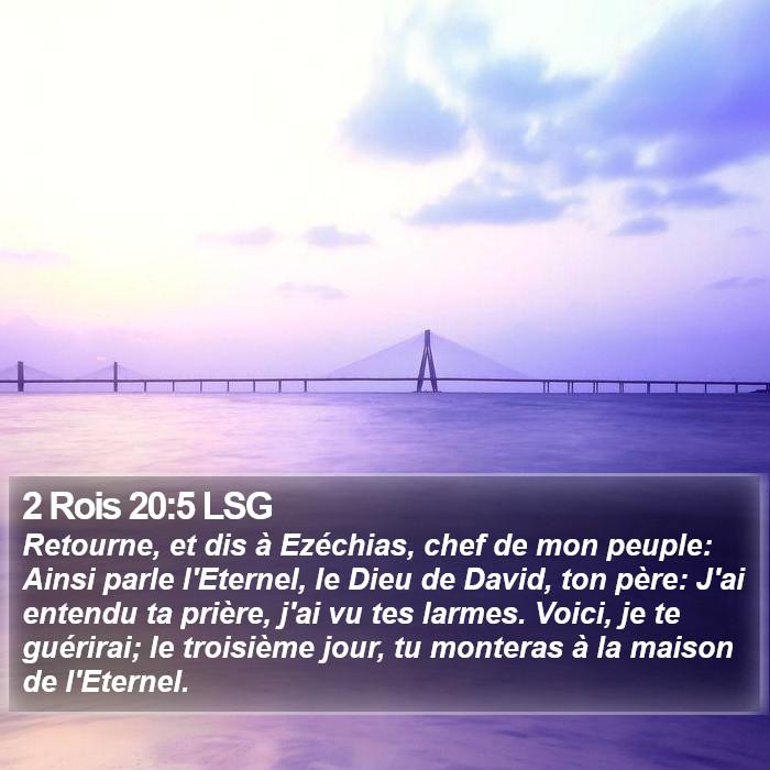 2 Rois 20:5 LSG - Retourne, et dis à Ezéchias, chef de mon