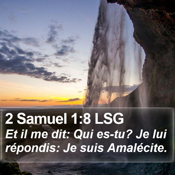 2 Samuel 1:8 LSG - Et il me dit: Qui es-tu? Je lui répondis: Je
