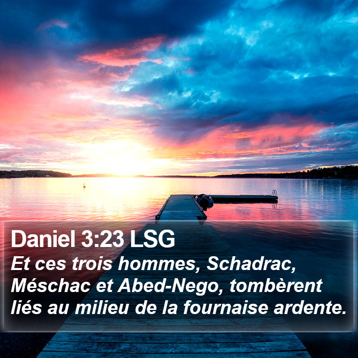 Daniel 3:23 LSG - Et ces trois hommes, Schadrac, Méschac et