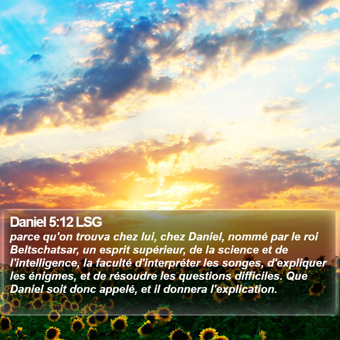 Daniel 5:12 LSG - parce qu'on trouva chez lui, chez Daniel, nommé