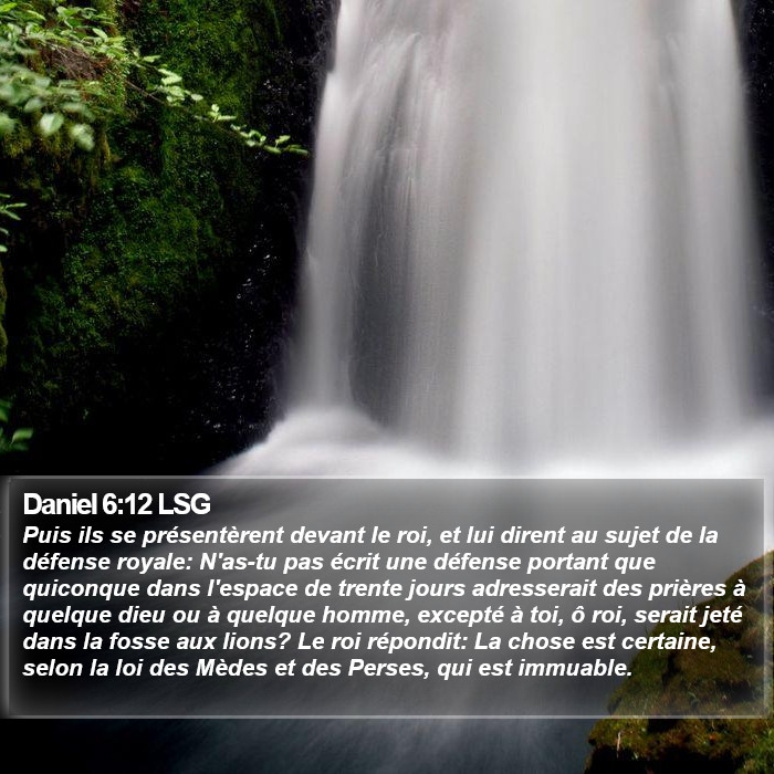 Daniel 6:12 LSG - Puis ils se présentèrent devant le roi, et lui