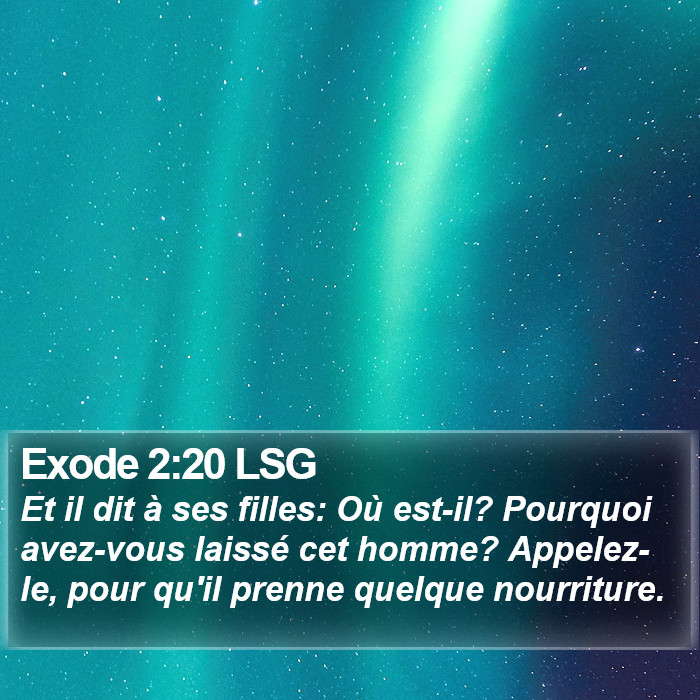 Exode 2:20 LSG - Et il dit à ses filles: Où est-il? Pourquoi