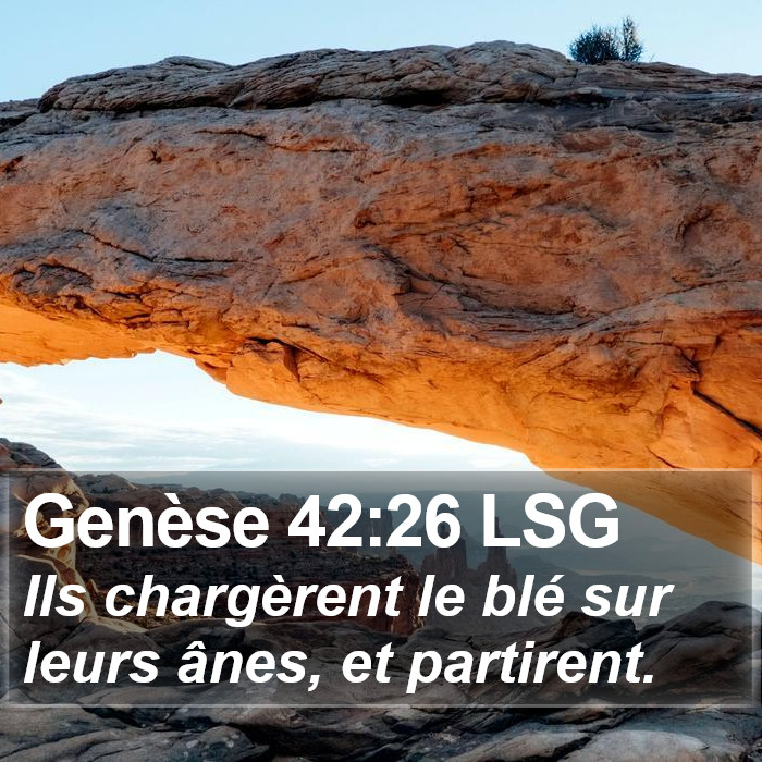 Genèse 42:26 LSG - Ils chargèrent le blé sur leurs ânes, et