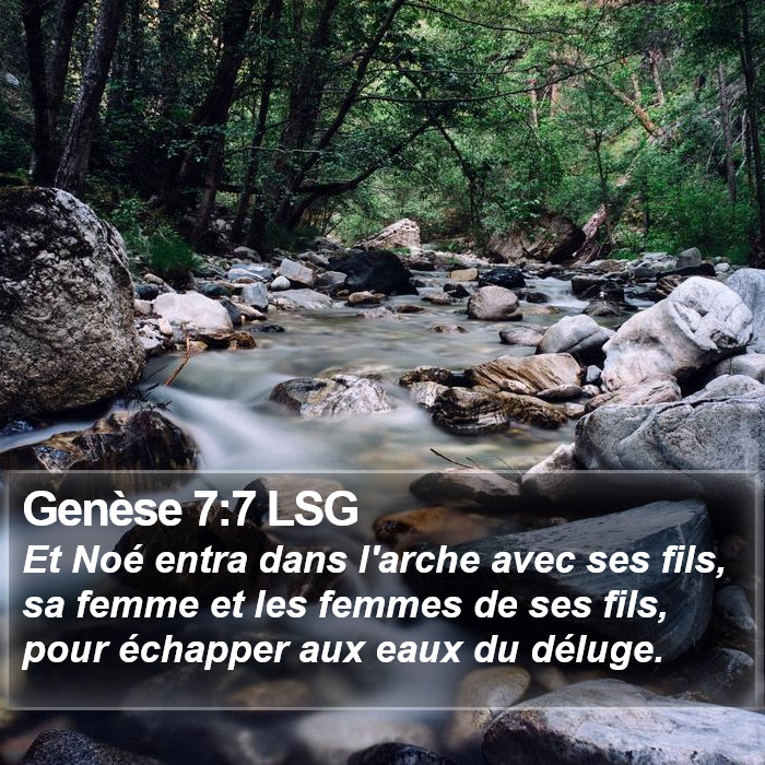 Genèse 7:7 LSG - Et Noé entra dans l'arche avec ses fils, sa
