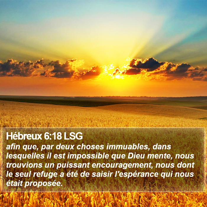 Hébreux 6:18 LSG - afin que, par deux choses immuables, dans