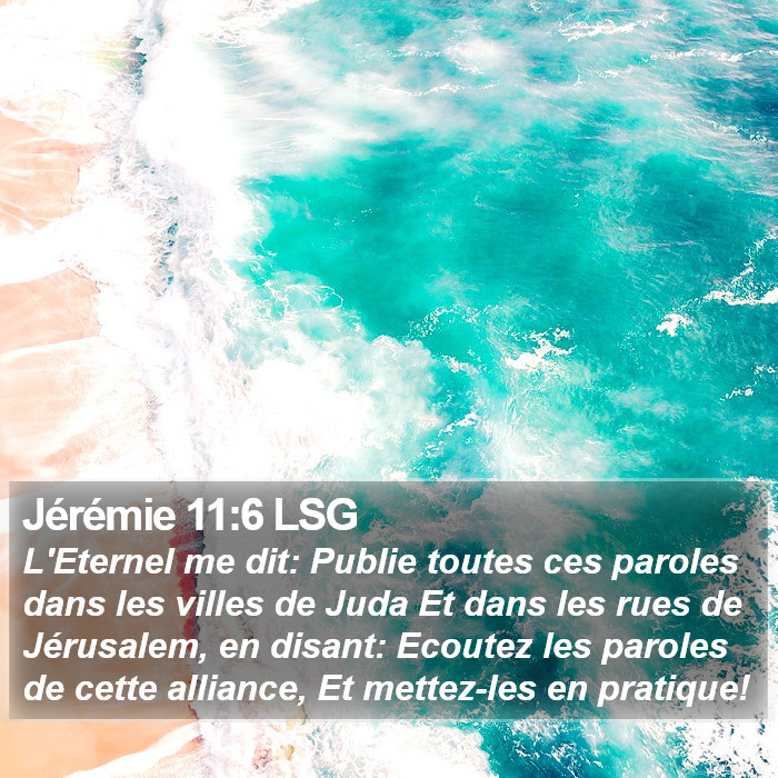Jérémie 11:6 LSG - L'Eternel me dit: Publie toutes ces paroles dans