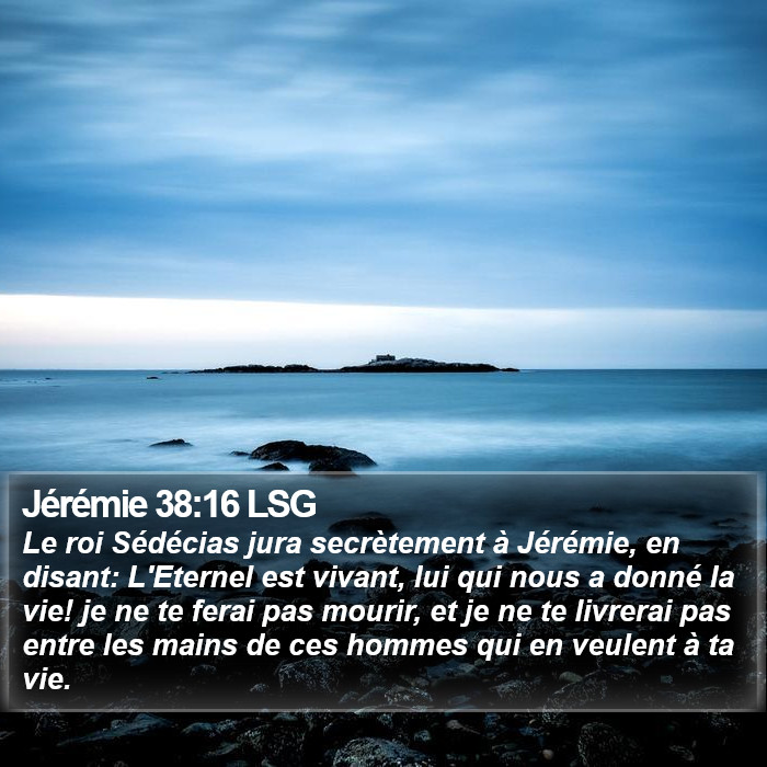 Jérémie 38:16 LSG - Le roi Sédécias jura secrètement à Jérémie,