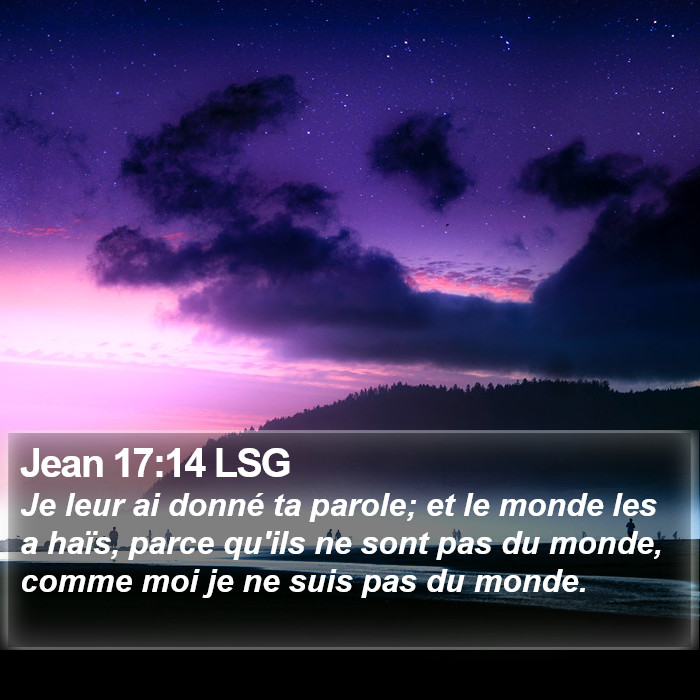 Jean 17:14 LSG - Je leur ai donné ta parole; et le monde les a