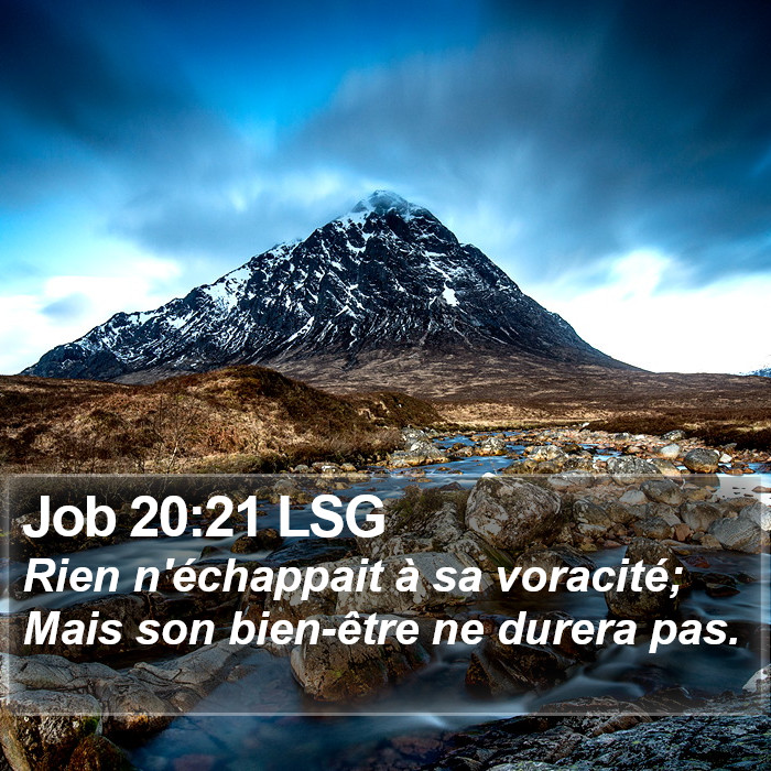 Job 20:21 LSG - Rien n'échappait à sa voracité; Mais son