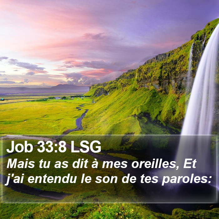Job 33:8 LSG - Mais tu as dit à mes oreilles, Et j'ai entendu