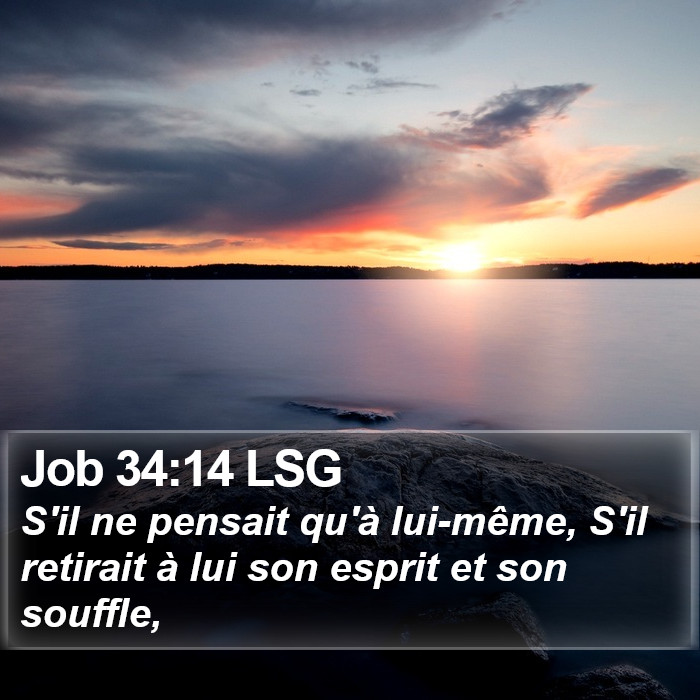 Job 34:14 LSG - S'il ne pensait qu'à lui-même, S'il retirait à