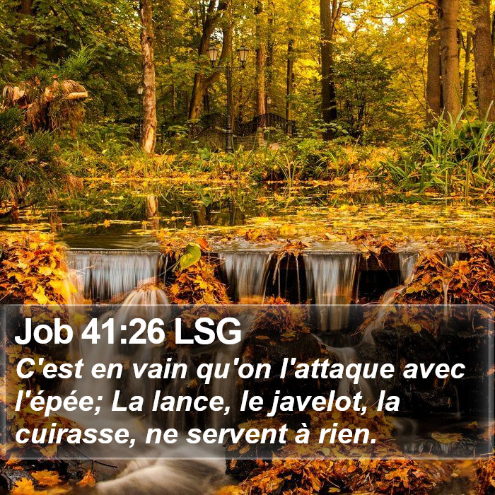 Job 41:26 LSG - C'est en vain qu'on l'attaque avec l'épée; La