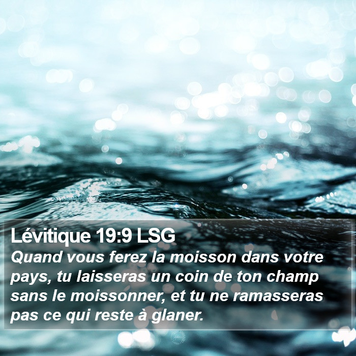 Lévitique 19:9 LSG - Quand vous ferez la moisson dans votre pays, tu