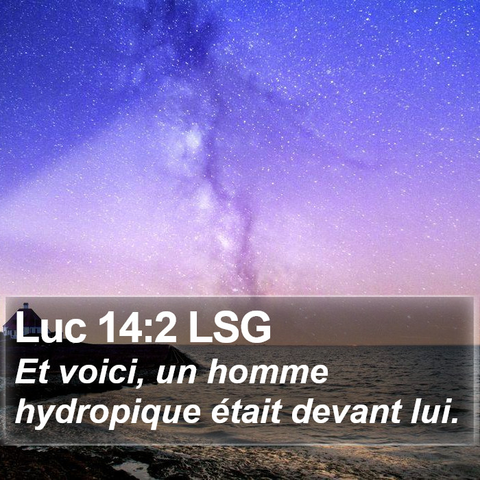 Luc 14:2 LSG - Et voici, un homme hydropique était devant