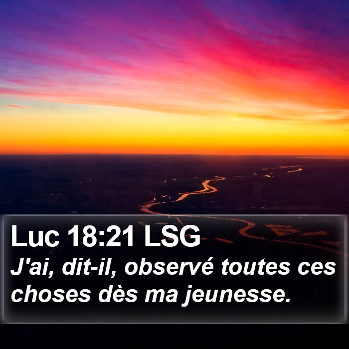Luc 18:21 LSG - J'ai, dit-il, observé toutes ces choses dès ma