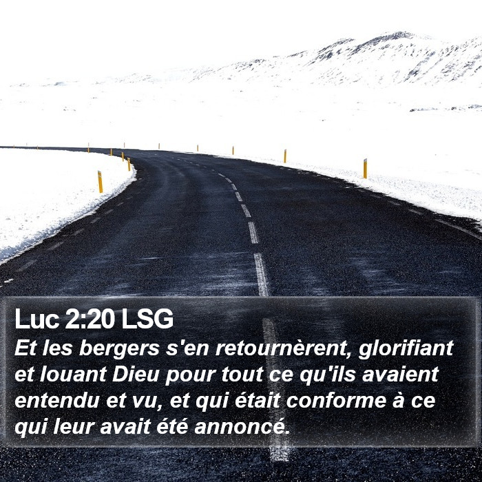 Luc 2:20 LSG - Et les bergers s'en retournèrent, glorifiant et