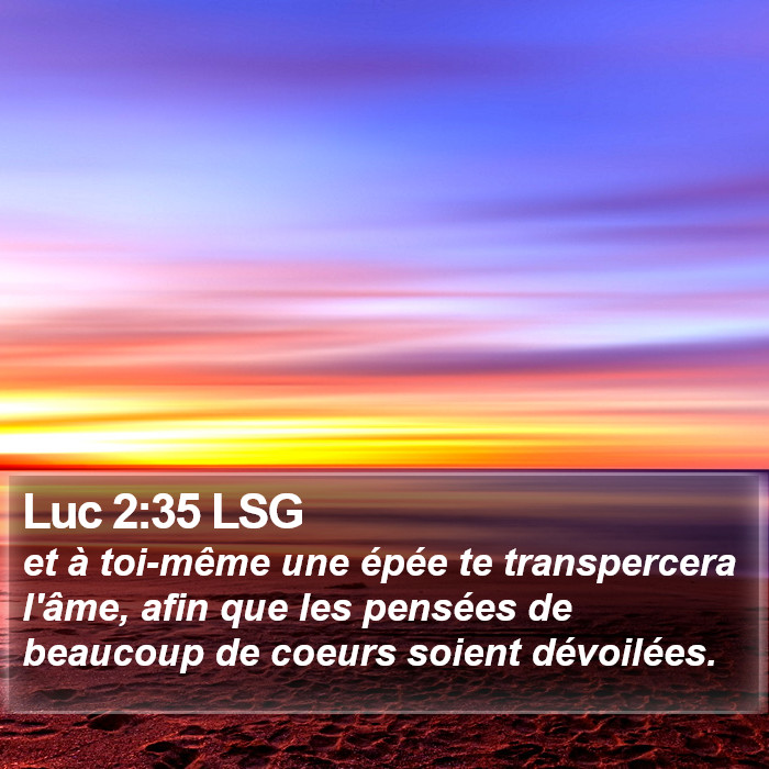 Luc 2:35 LSG - et à toi-même une épée te transpercera