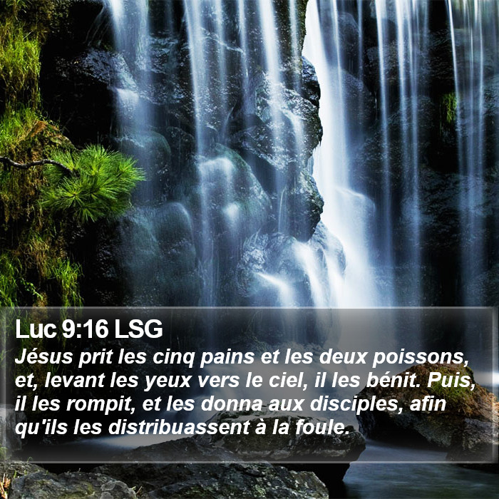 Luc 9:16 LSG - Jésus prit les cinq pains et les deux poissons,