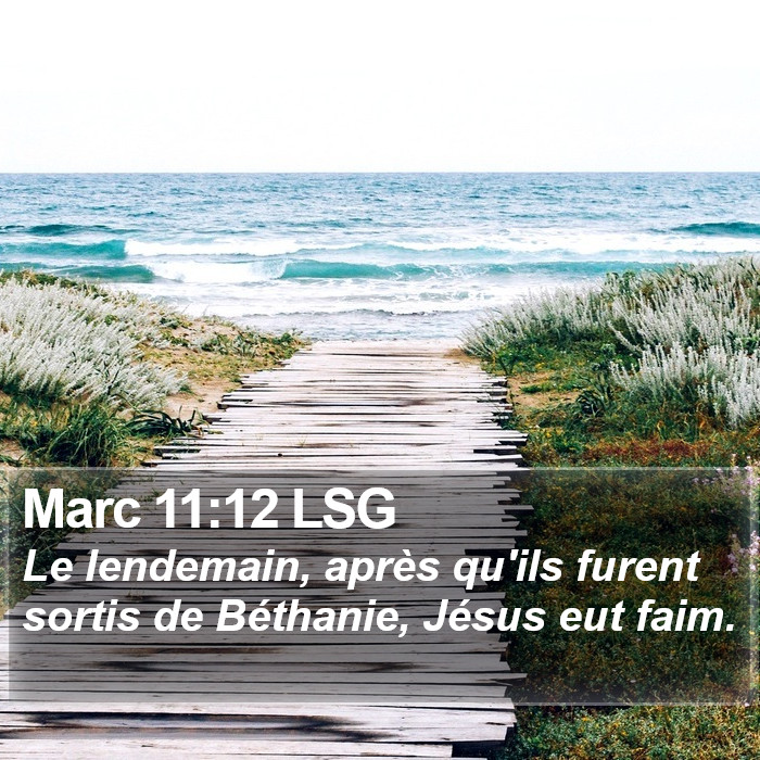 Marc 11:12 LSG - Le lendemain, après qu'ils furent sortis de