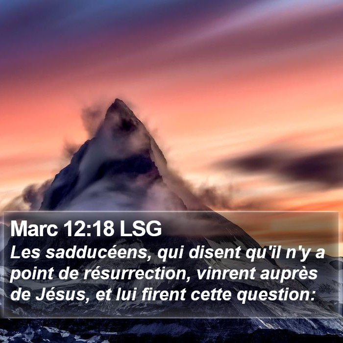 Marc 12:18 LSG - Les sadducéens, qui disent qu'il n'y a point de