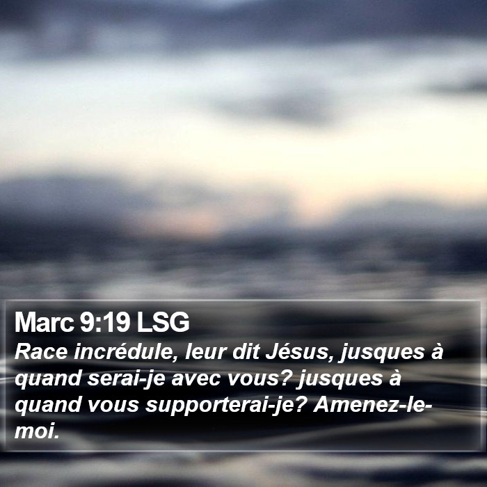 Marc 9:19 LSG - Race incrédule, leur dit Jésus, jusques à