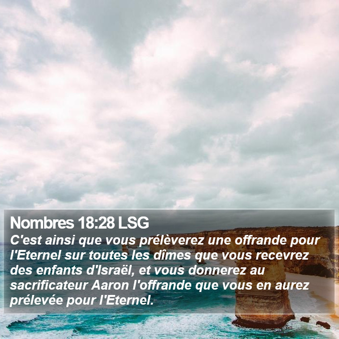 Nombres 18:28 LSG - C'est ainsi que vous prélèverez une offrande