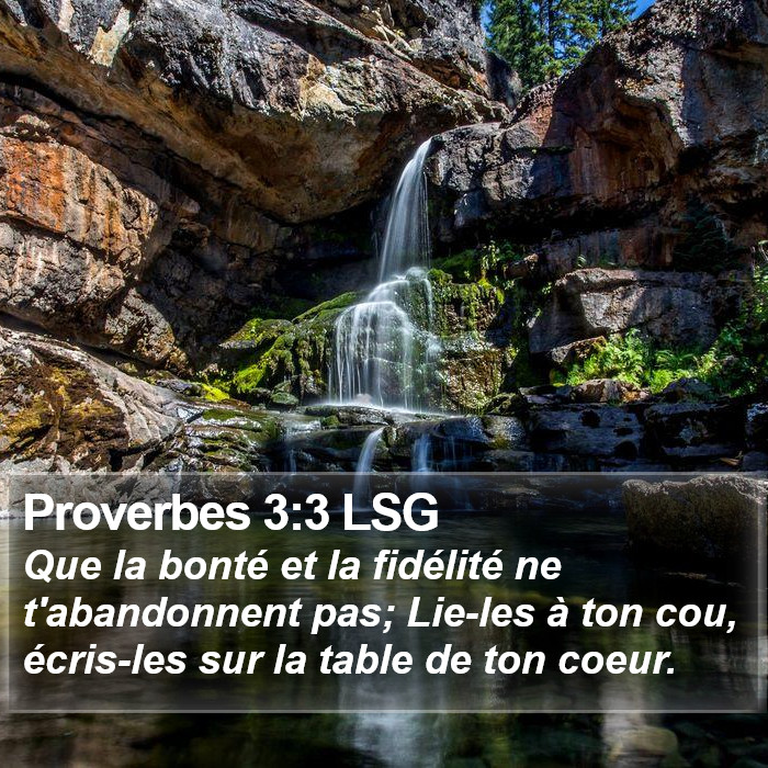 Proverbes 3:3 LSG - Que la bonté et la fidélité ne t'abandonnent