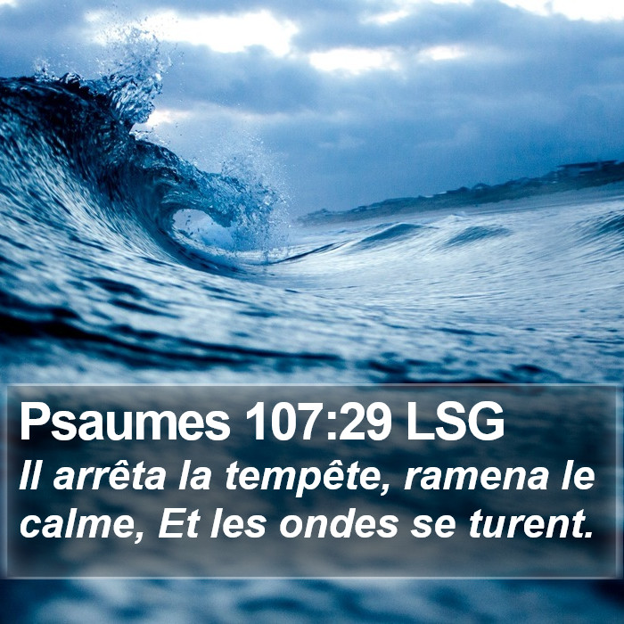 Psaumes 107:29 LSG - Il arrêta la tempête, ramena le calme, Et les