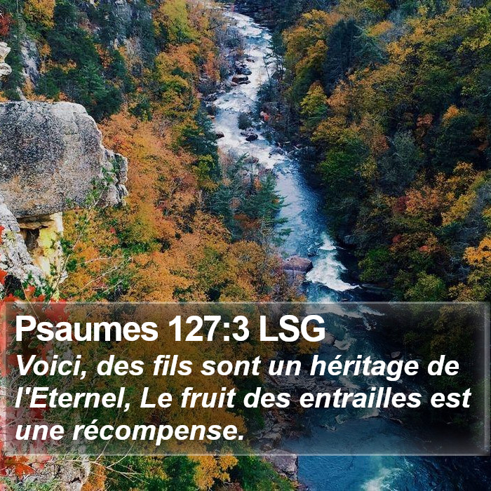 Psaumes 127:3 LSG - Voici, des fils sont un héritage de l'Eternel,