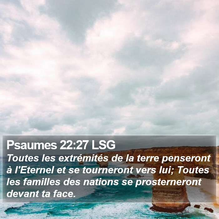 Psaumes 22:27 LSG - Toutes les extrémités de la terre penseront à
