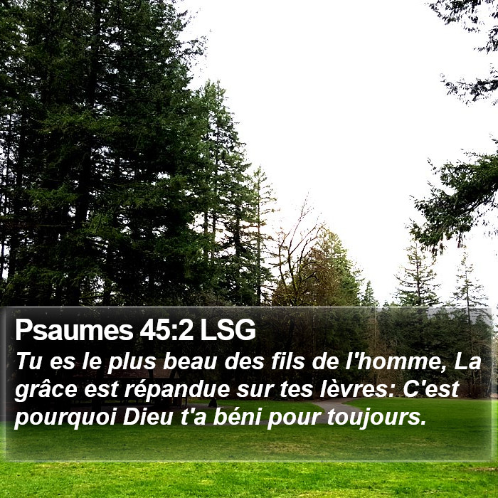 Psaumes 45:2 LSG - Tu es le plus beau des fils de l'homme, La grâce