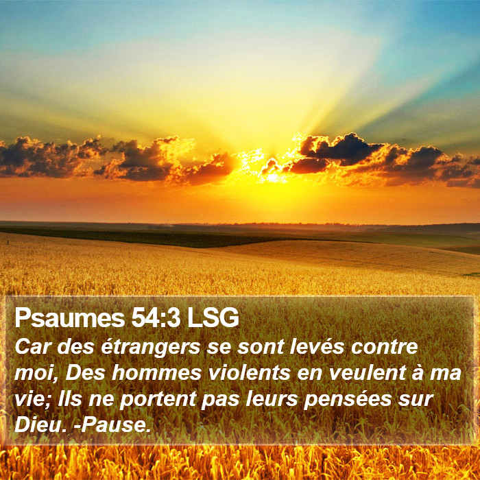 Psaumes 54:3 LSG - Car des étrangers se sont levés contre moi, Des