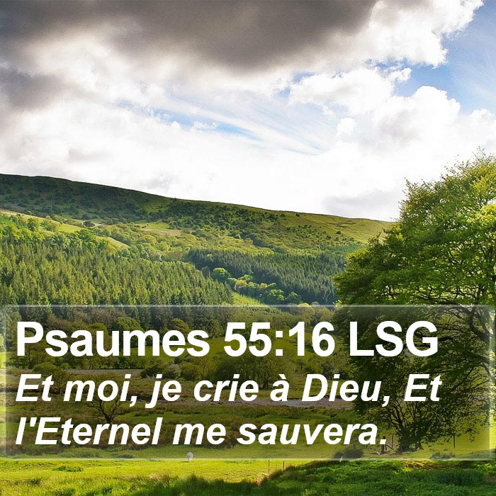 Psaumes 55:16 LSG - Et moi, je crie à Dieu, Et l'Eternel me