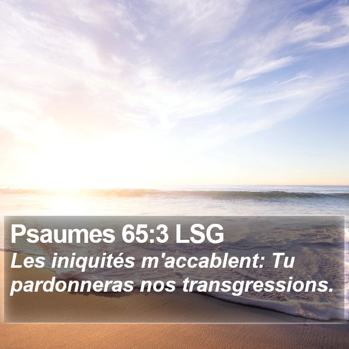 Psaumes 65:3 LSG - Les iniquités m'accablent: Tu pardonneras nos
