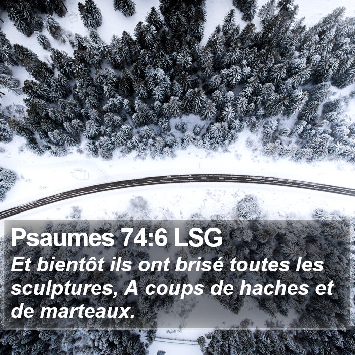 Psaumes 74:6 LSG - Et bientôt ils ont brisé toutes les sculptures,