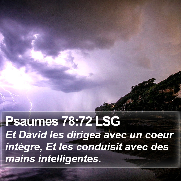 Psaumes 78:72 LSG - Et David les dirigea avec un coeur intègre, Et