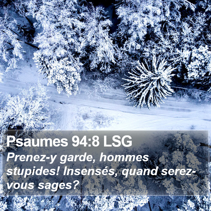 Psaumes 94:8 LSG - Prenez-y garde, hommes stupides! Insensés, quand