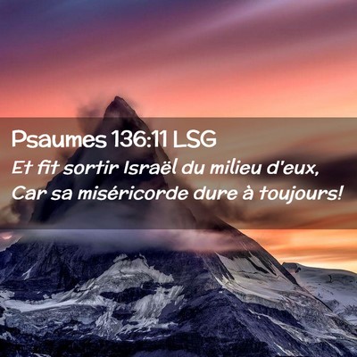 Psaumes 136:11 LSG - Et fit sortir Israël du milieu d'eux, Car sa